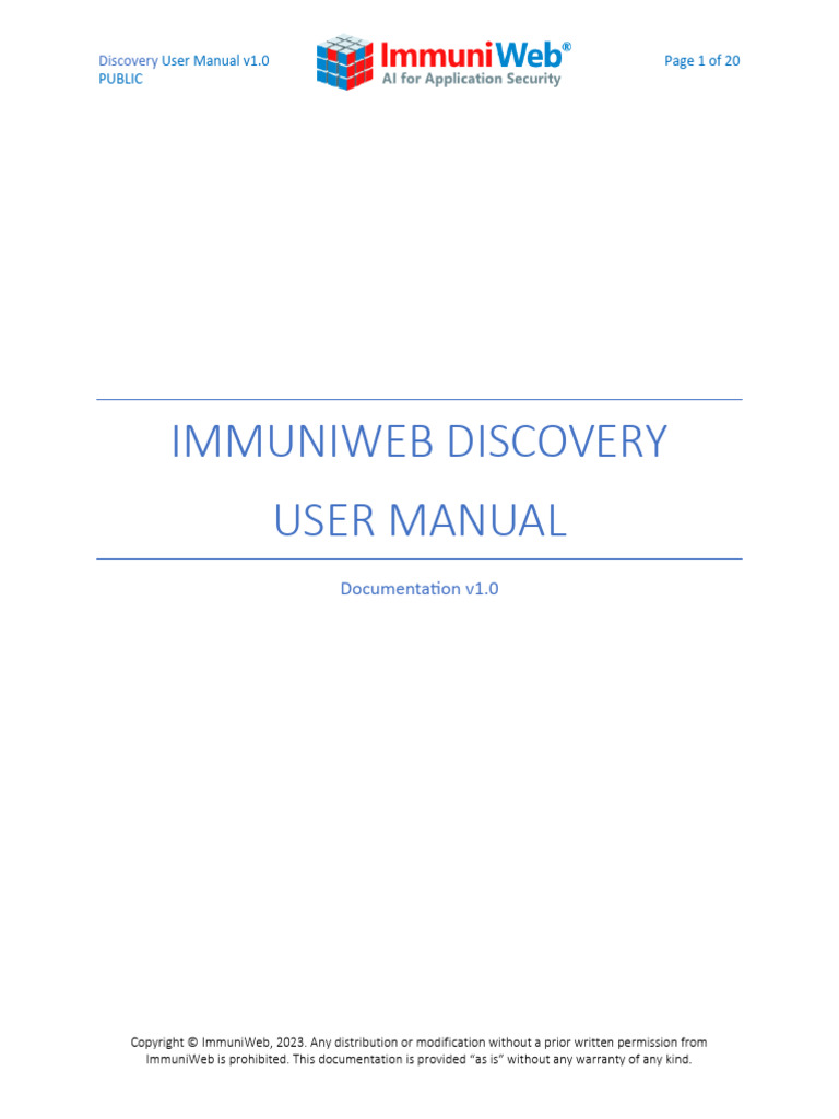 ImmuniWeb Discovery User Manual | PDF | World Wide Web | Internet & Web