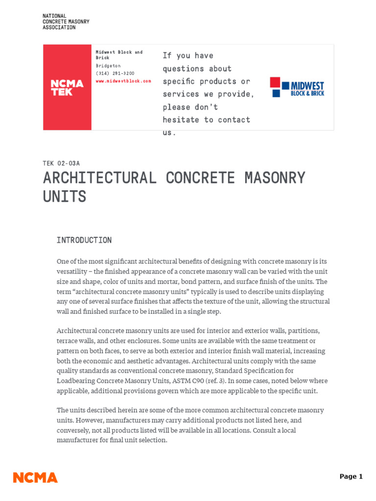 TEK 02-03A | PDF | Masonry | Concrete