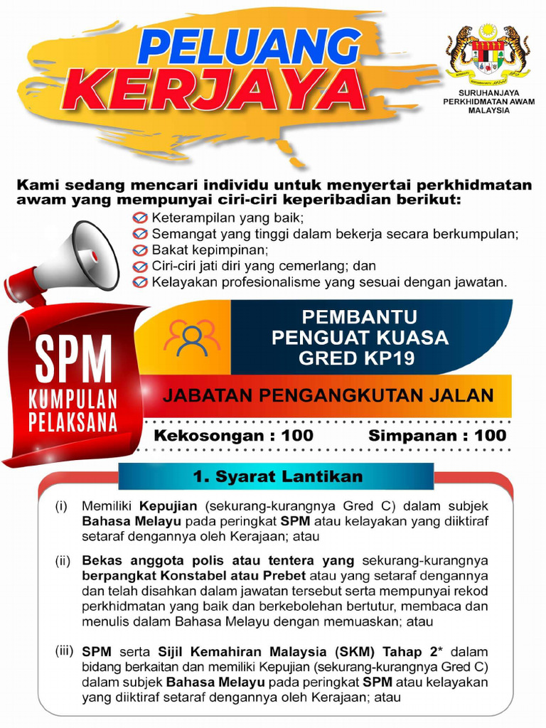 IKLAN SPA9 PK JPJ PembantuPenguatKuasaGredKP19 | PDF