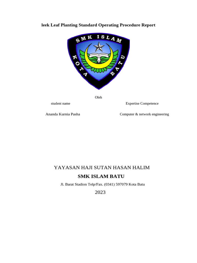 leek Leaf Planting Standard Operating Procedure Report | PDF ...