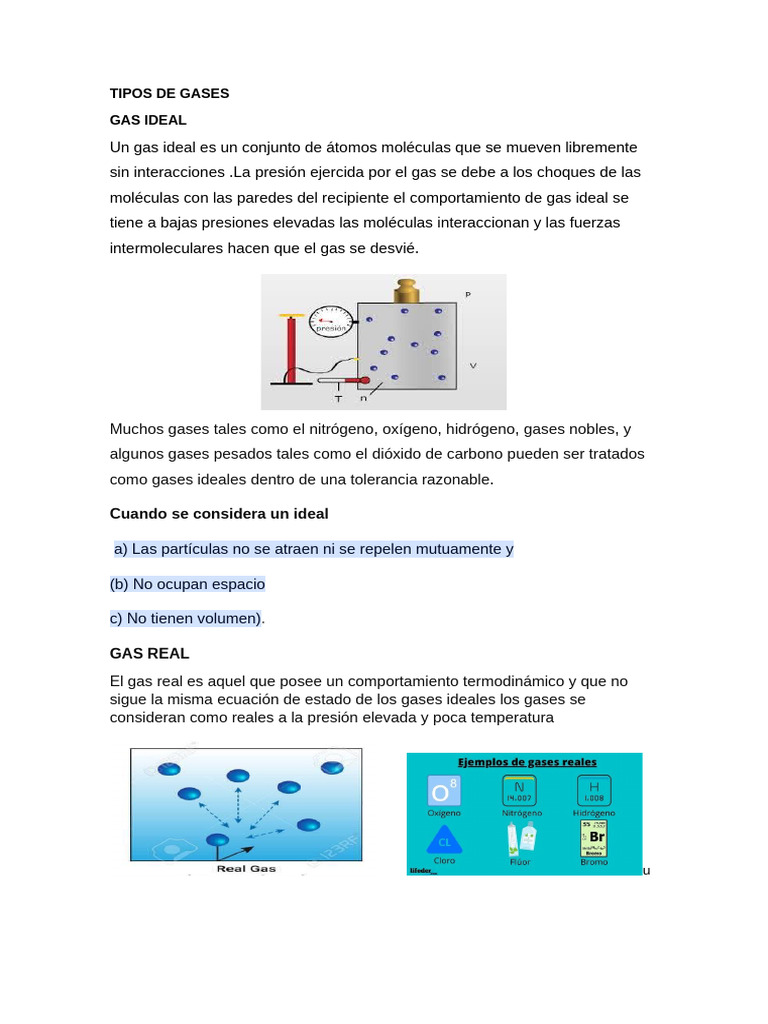 Tipos de Gases: Ideales y Reales | PDF