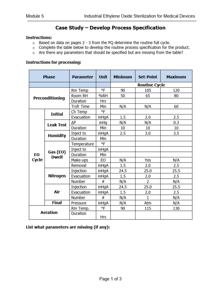Ethylene Oxide Sterilization Process Specs | PDF | Sterilization ...