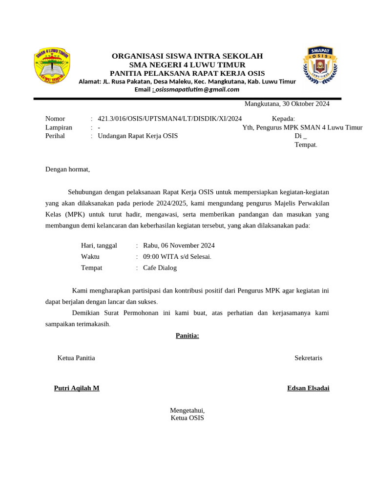 Surat Undangan Raker | PDF