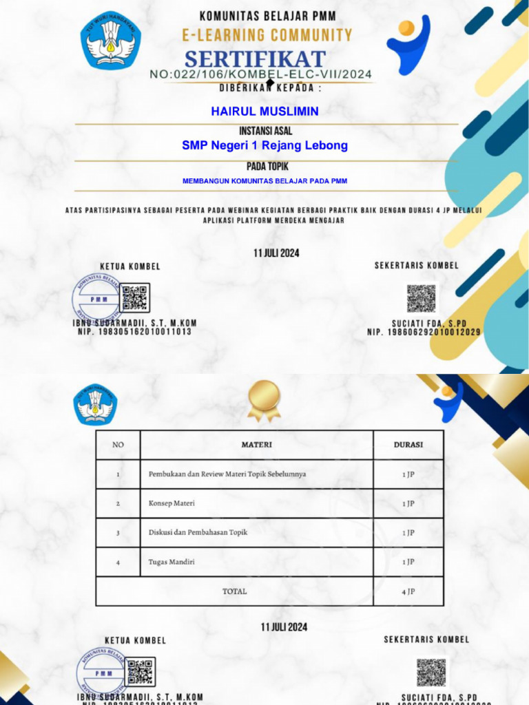 Sertifikat Webinar Hairul Muslimin | PDF