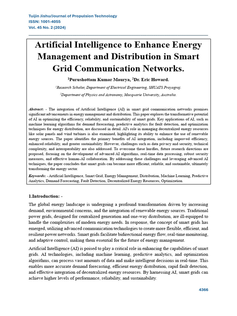Artificial Intelligence To Enhance Energy Management and Distribution in Smart Grid ...