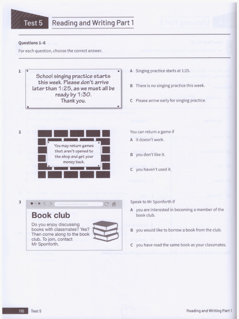 Ket For Schools Trainer 2020 Test 5 | PDF