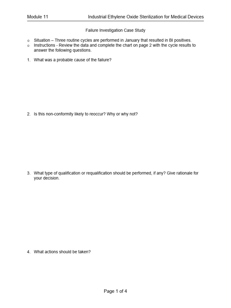 Module 11 Case Study-Failure Investigation - 06jan20 | PDF | Sterilization (Microbiology)