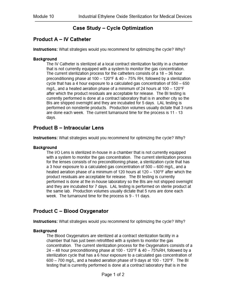 Module 9 Case Study Cycle Optimization 09jan20 | PDF | Sterilization ...