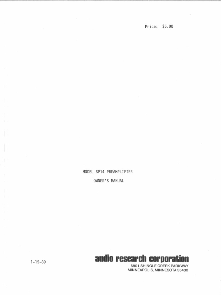 ARC SP14 Manual | PDF