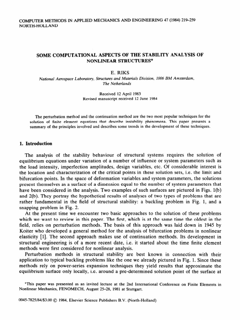 190-Some Computational Aspects of The Stability Analysis of Nonlinear Structures | PDF ...