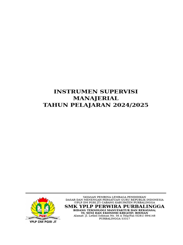 Instrumen Supervisi 2024-2025 | PDF | Bisnis