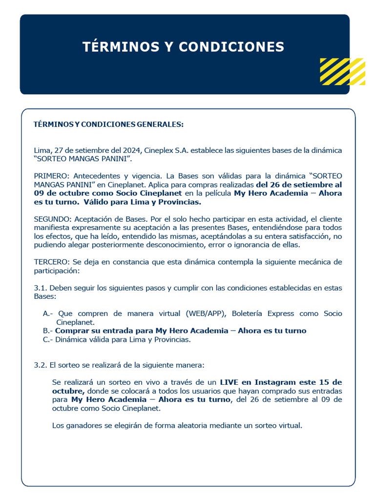 Términos Y Condiciones Generales | PDF