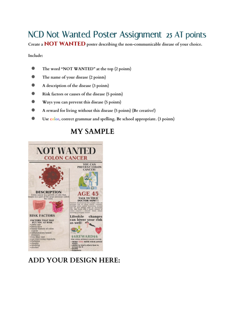NCD Not Wanted Poster Assignment 25 AT Points | PDF