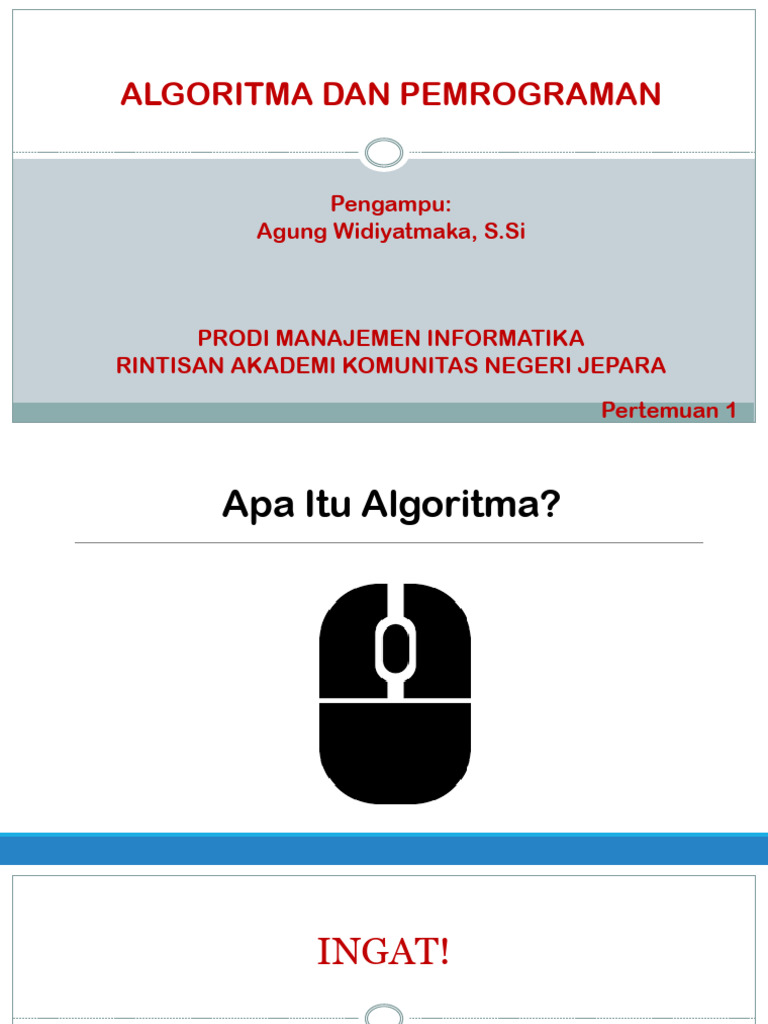 Pengantar Algoritma Dan Pemrograman-1 | PDF | Teknologi & Rekayasa