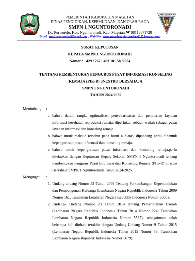 SK Pengurus Pik-R Snestro Bersahaja 2024 | PDF