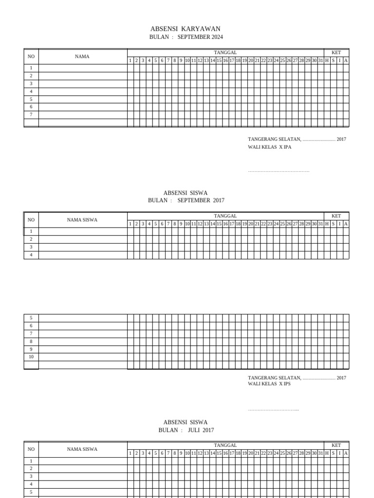 Absen Siswa 17-18 | PDF | Griya & Taman