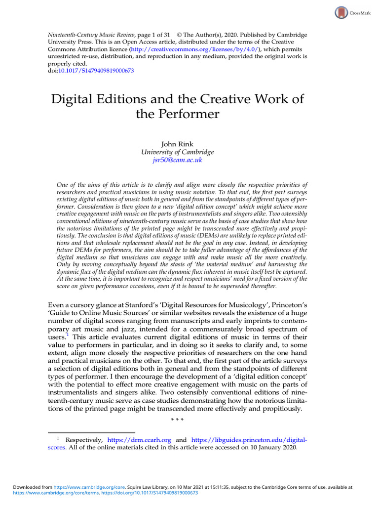 Digital Editions and The Creative Work of The Performer | PDF | Mobile ...
