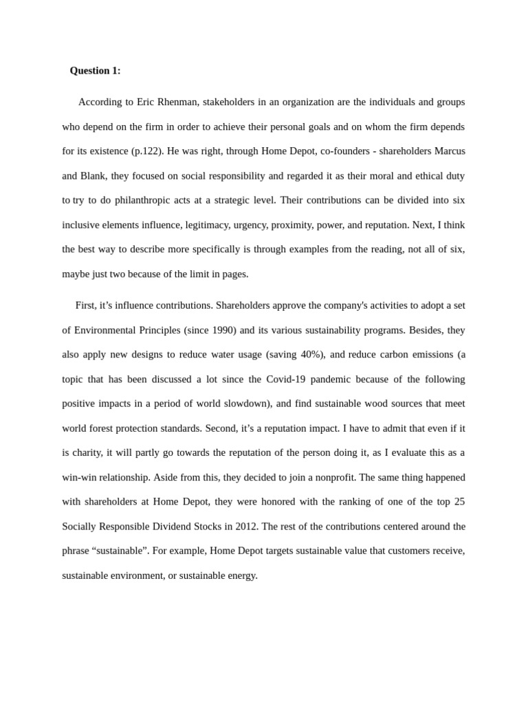 Case Study Paper 1 - Phamhainam - 1646147 | PDF | The Home Depot ...