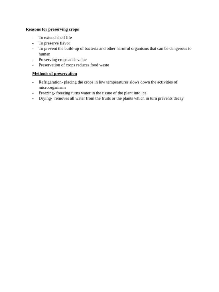 Crop Preservation Benefits & Methods | PDF