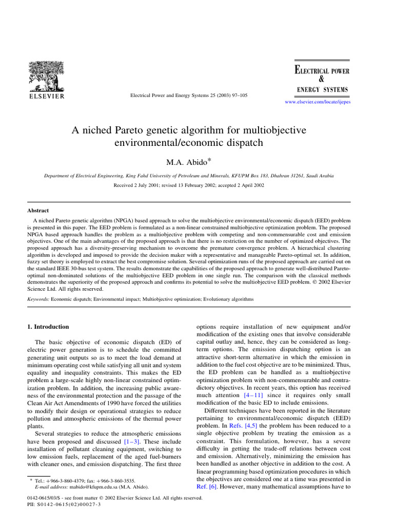 2003 A Niched Pareto Genetic Algorithm For Multiobjective Environmental