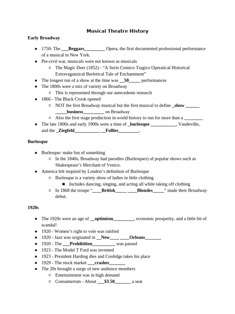 20s and 30s Guided Notes | PDF | Performing Arts | Theatre