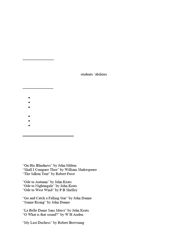 Poetry and Drama Course Overview | PDF | Poetry | John Keats