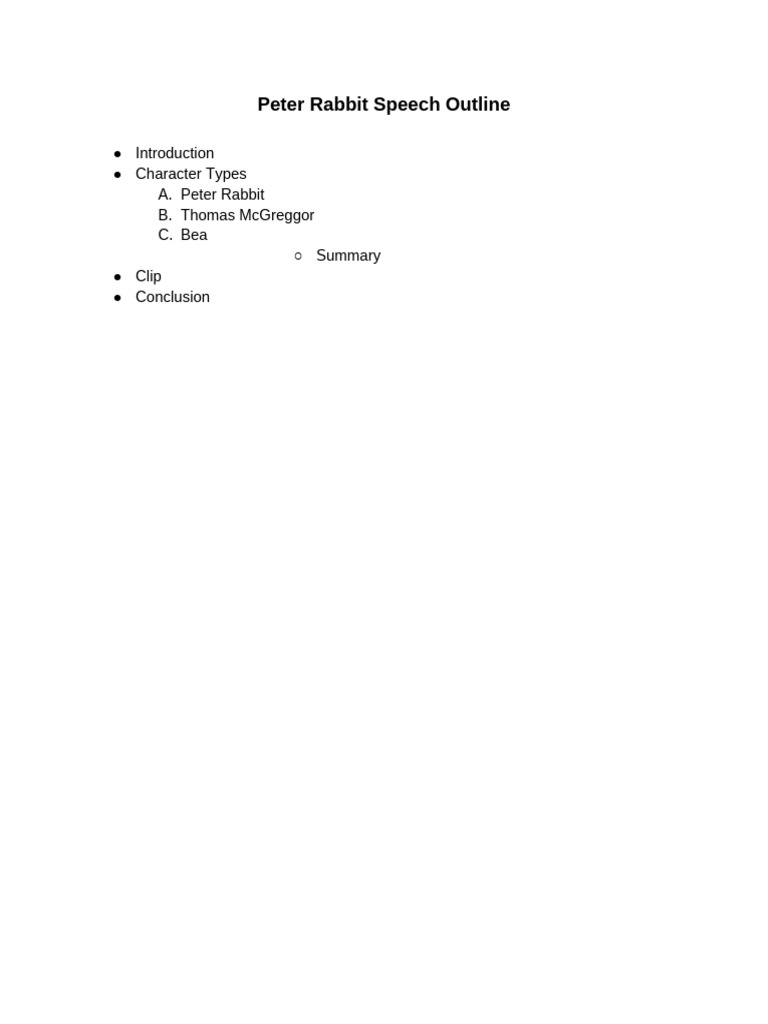 Peter Rabbit Outline | PDF