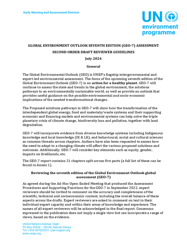 GEO-7 Second Order Draft Reviewer Guidelines | PDF | Sustainability ...