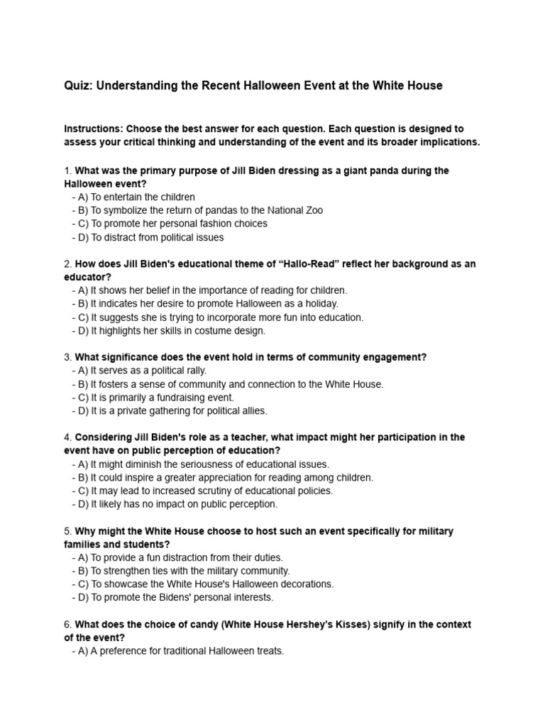 Quiz - Understanding The Recent Halloween Event at The White House ...