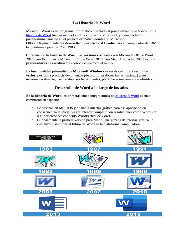 Historia y evolución de Microsoft Word | PDF | Arte