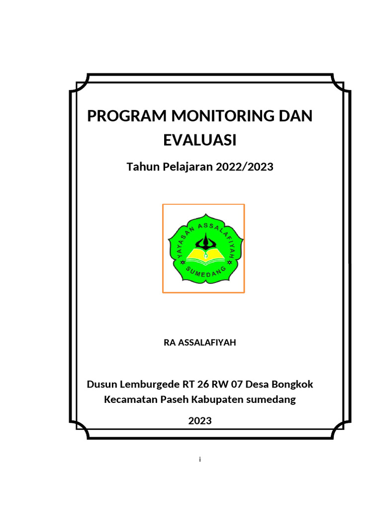Contoh Program Monitoring Dan Evaluasi | PDF