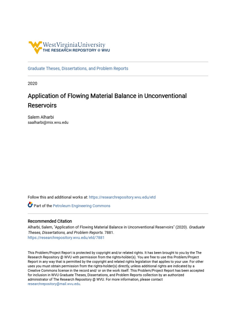 Application of Flowing Material Balance in Unconventional Reservo | PDF ...