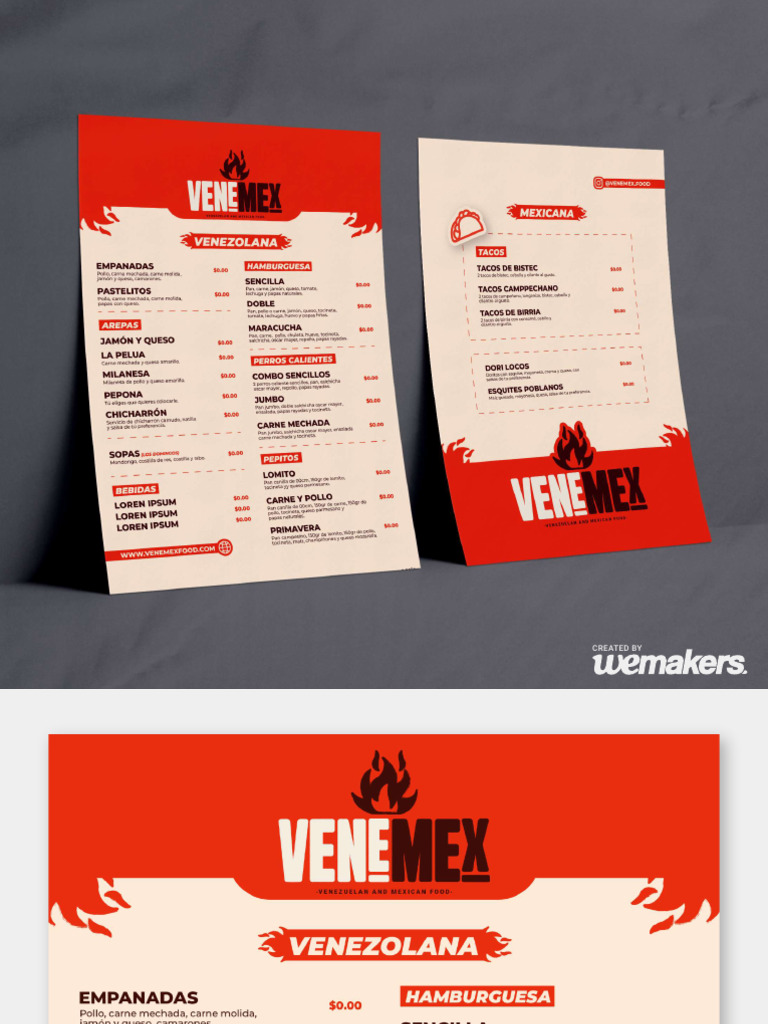 Menu Venemex - Impreso | PDF