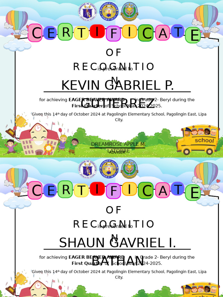 Eager Beaver Certificate | PDF