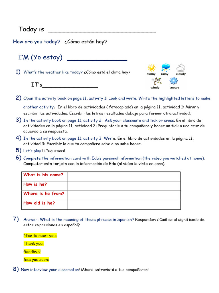 Actividades de Clase y Entrevistas en Español | PDF | Artes del ...
