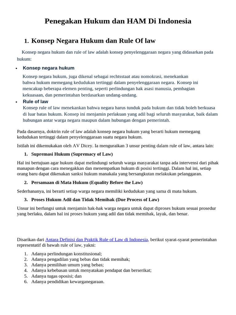 Penegakan Hukum Dan HAM Di Indonesia | PDF | Politik