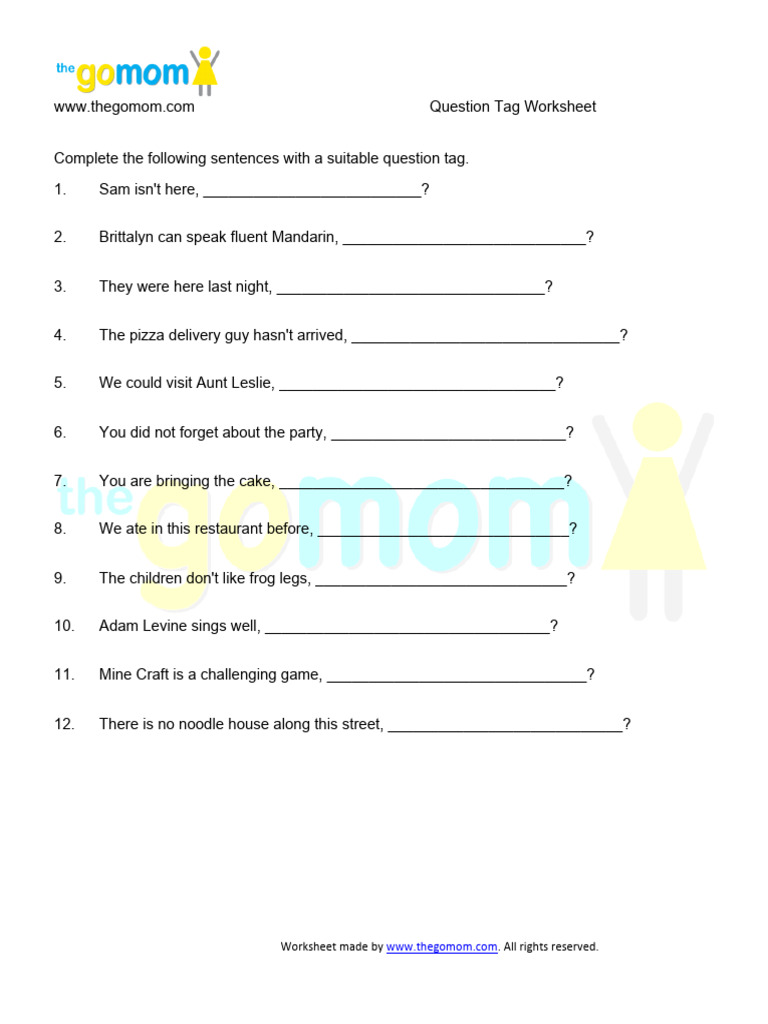Question Tag Worksheet | PDF