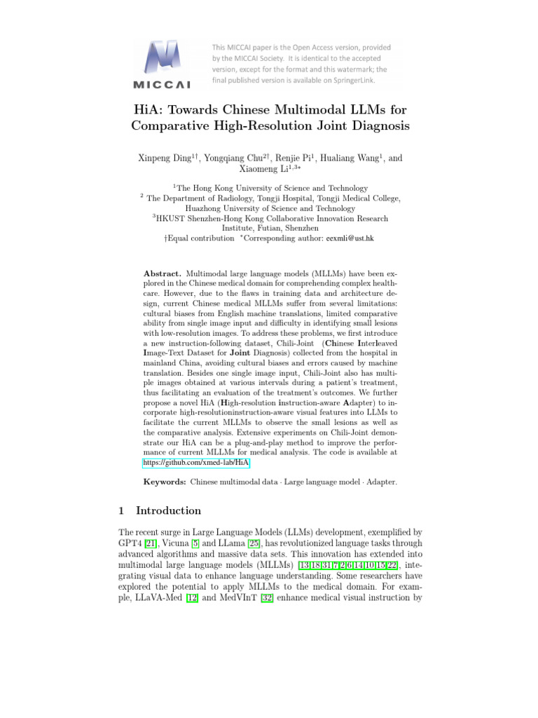 HiA: Towards Chinese Multimodal LLMs For Comparative High-Resolution ... HiA: Towards Chinese Multimodal LLMs For Comparative High-Resolution ...