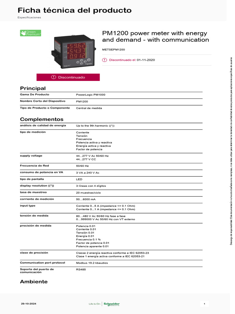 Schneider Electric - PM1000-series - METSEPM1200 | PDF ...