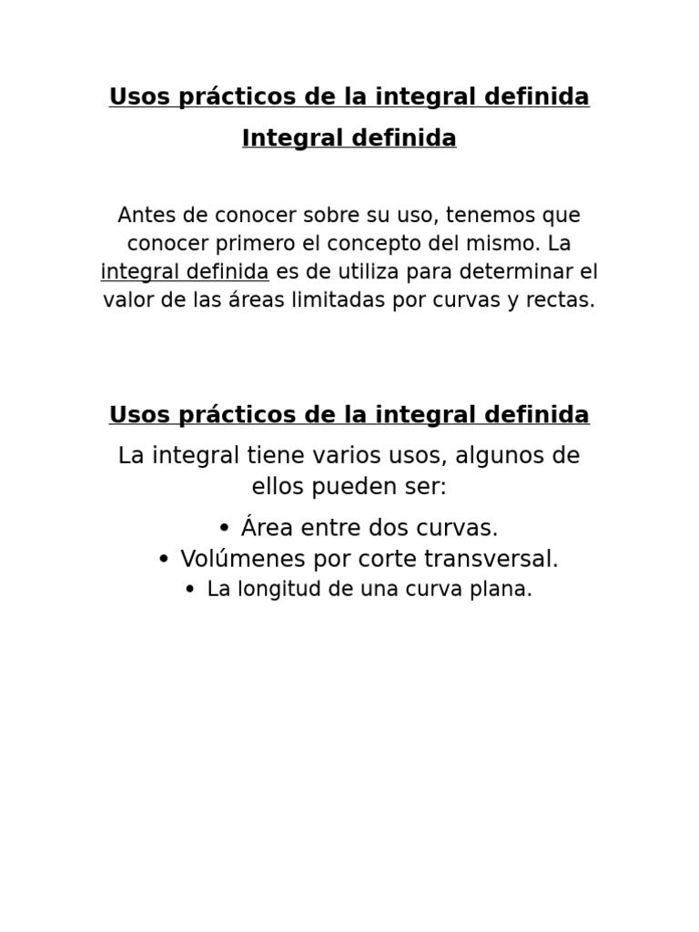 Usos de La Integral Definida | PDF