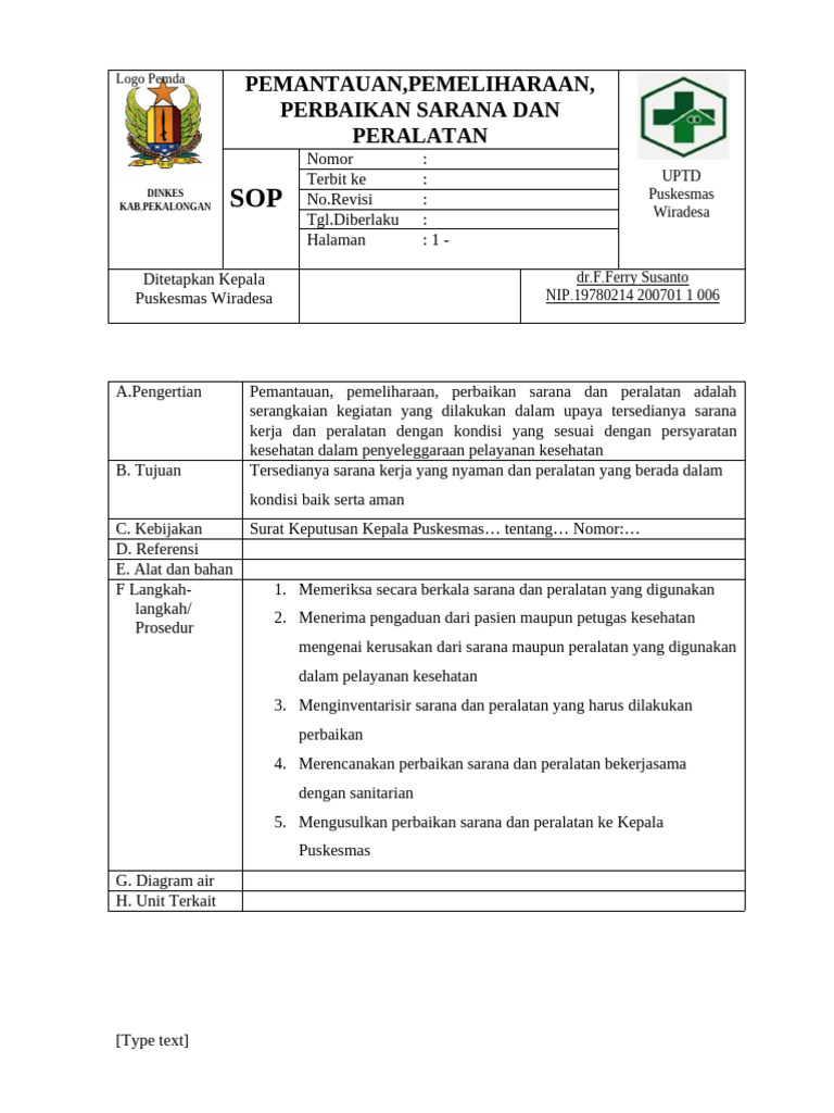 8.5.1.4 Sop Pemantauan Pemeliharaan Perbaikan | PDF