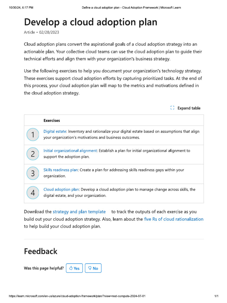 Develop A Cloud Adoption Plan | PDF
