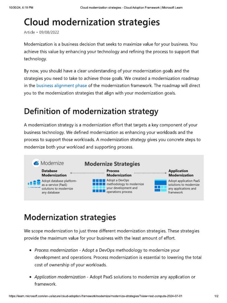 Cloud Modernization Strategies | PDF