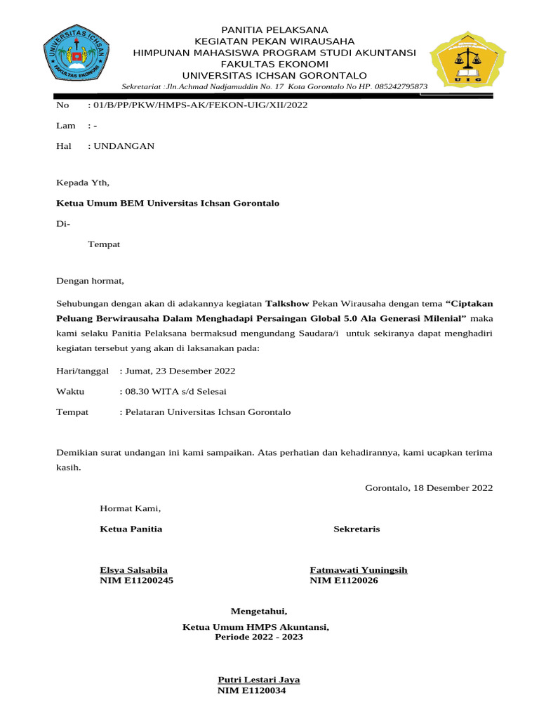 Undangan (HMPSA) | PDF