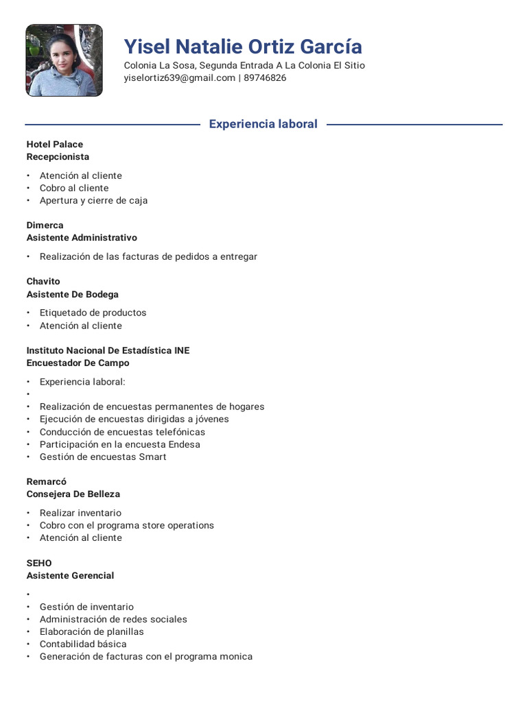 Yisel Natalie Ortiz García - CV | PDF