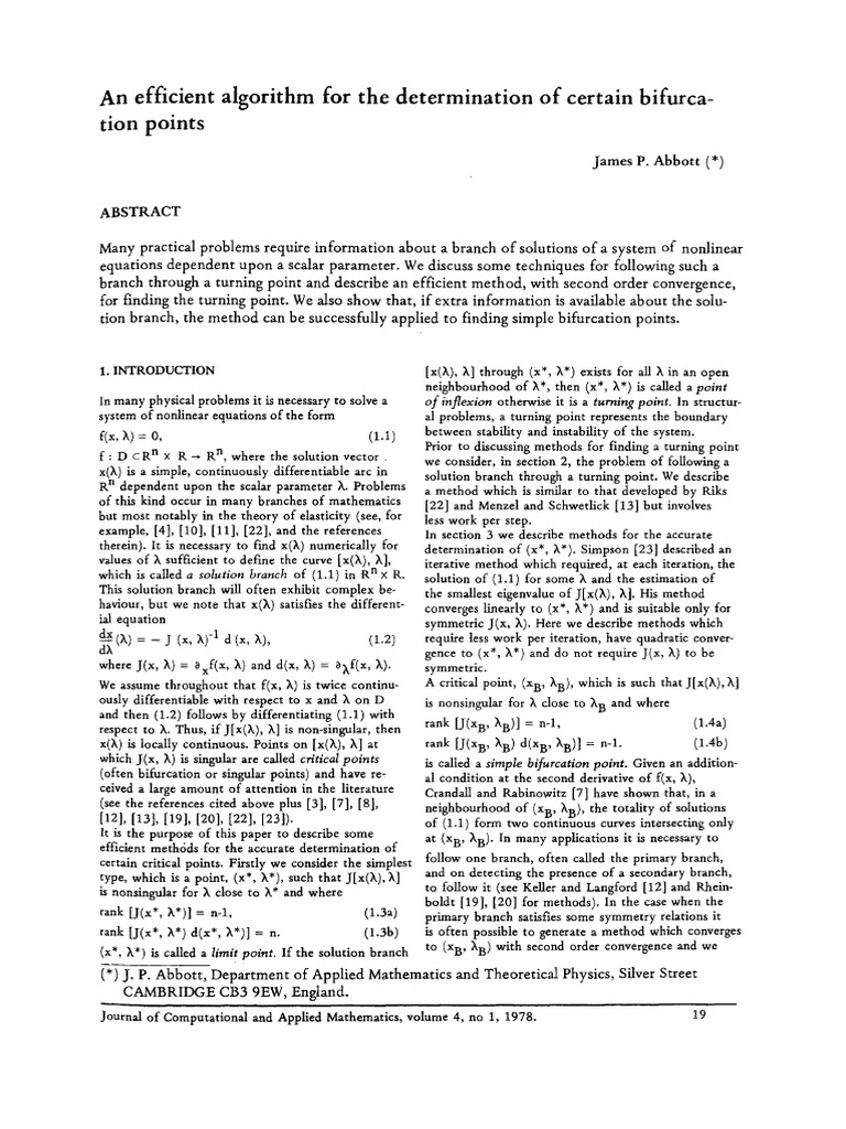 Efficient Bifurcation Point Algorithms | PDF | Equations | Algebra