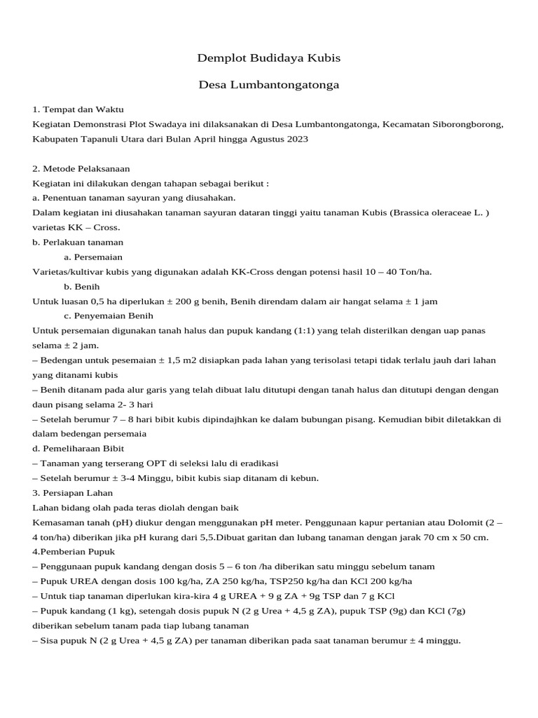 Laporan Demplot | PDF | Teknologi & Rekayasa