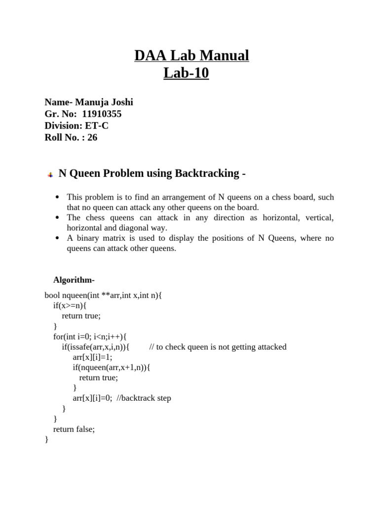 Backtracking (Nqueen, Sum of Subsets, Graph Coloring), C2 - 26 | PDF | Vertex (Graph Theory ...