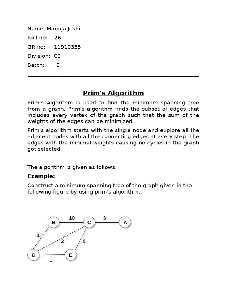 Prim's and Kruskal's Algorithms Explained | PDF | Theoretical Computer ...