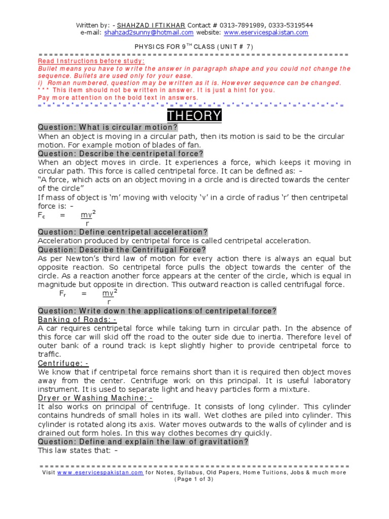9 Phy Unit 7 | Download Free PDF | Acceleration | Gravity